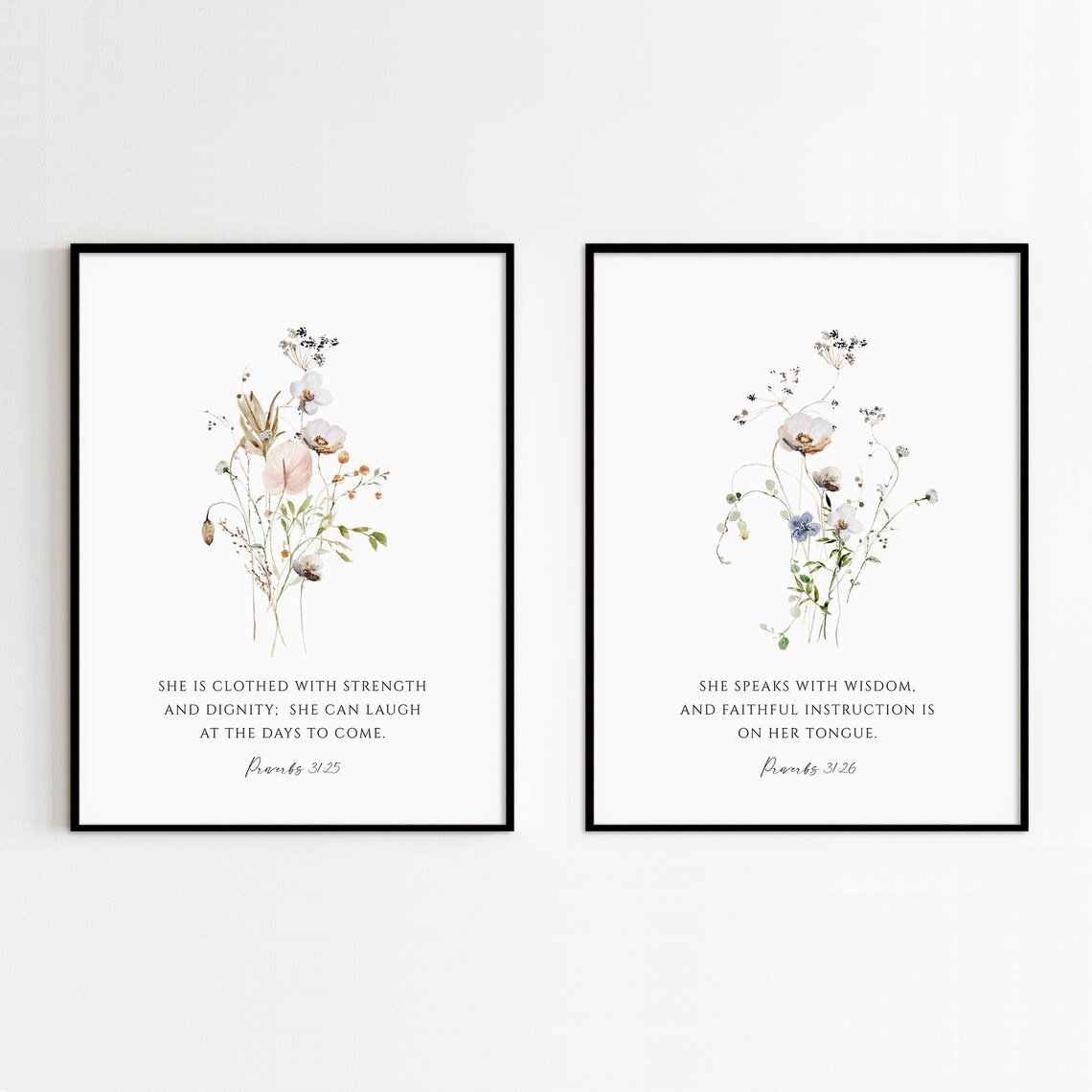 Proverbs 31:25-26 Bible Verse Wall Art Printable Scripture | Etsy