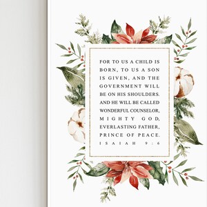 Isaiah 9:6, for Unto Us a Child is Born, Christmas Printable Christmas ...