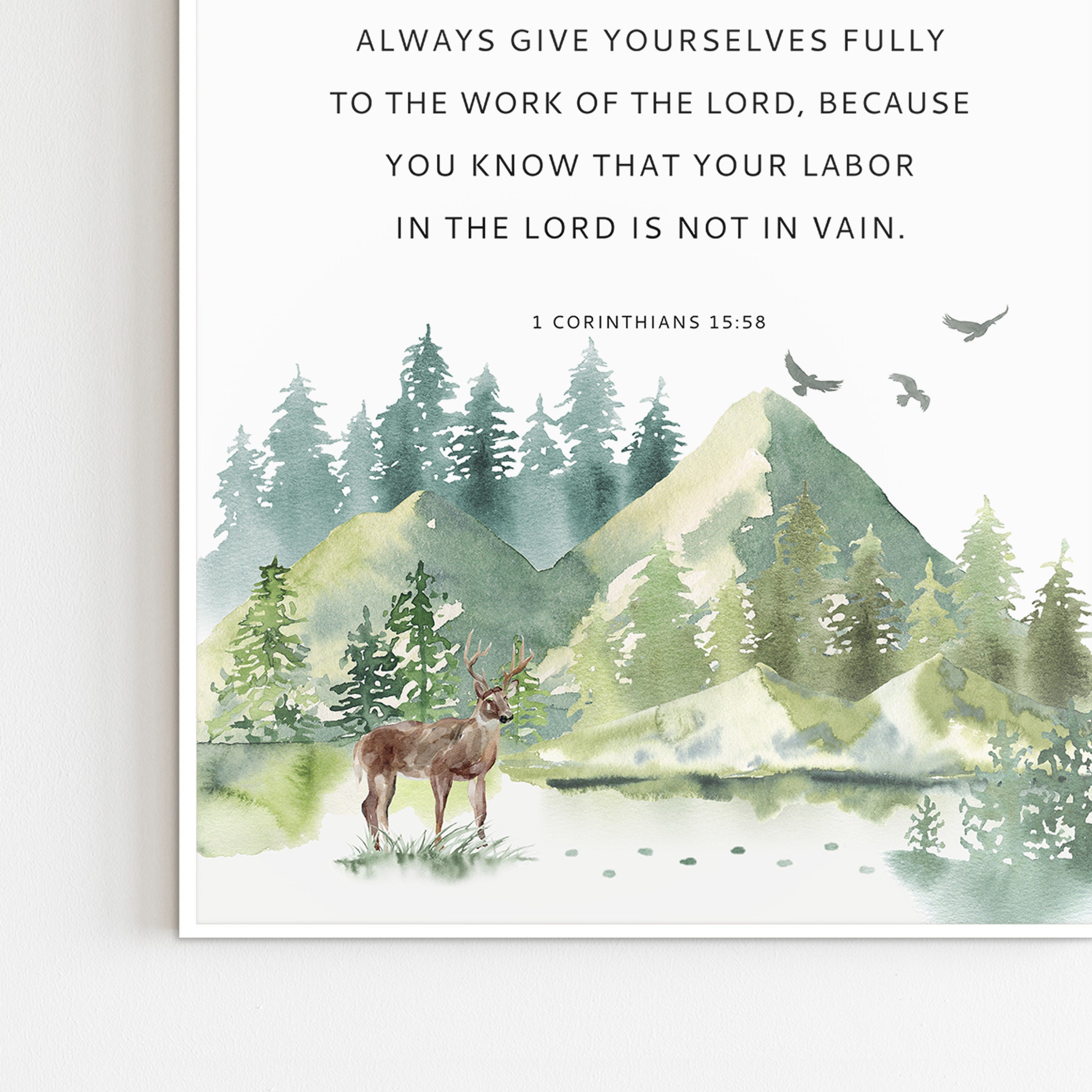 1 Corinthians 15:58 Bible Verse Wall Art Printable Scripture | Etsy