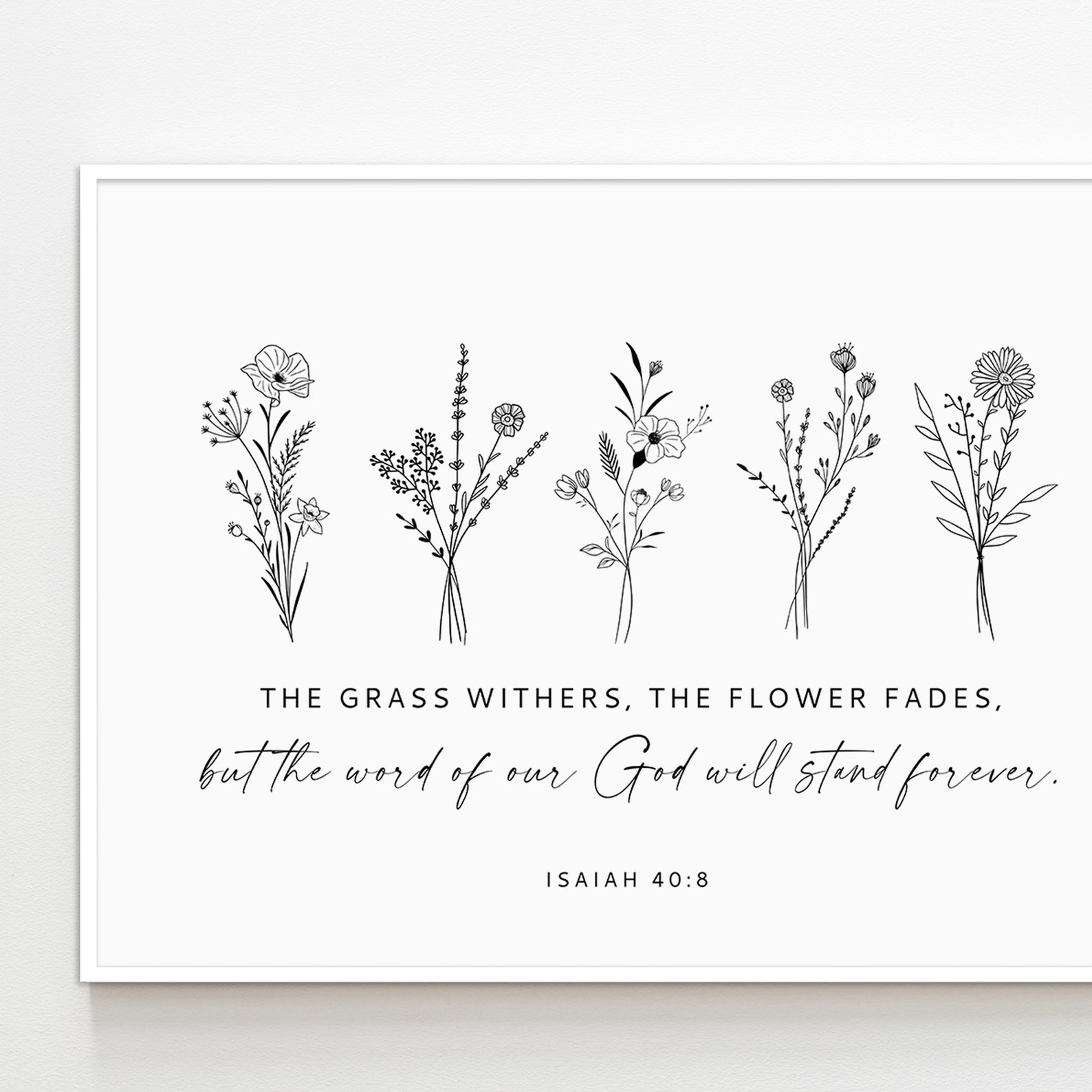 Isaiah 40:8 the Grass Withers and the Flowers Fade Bible | Etsy