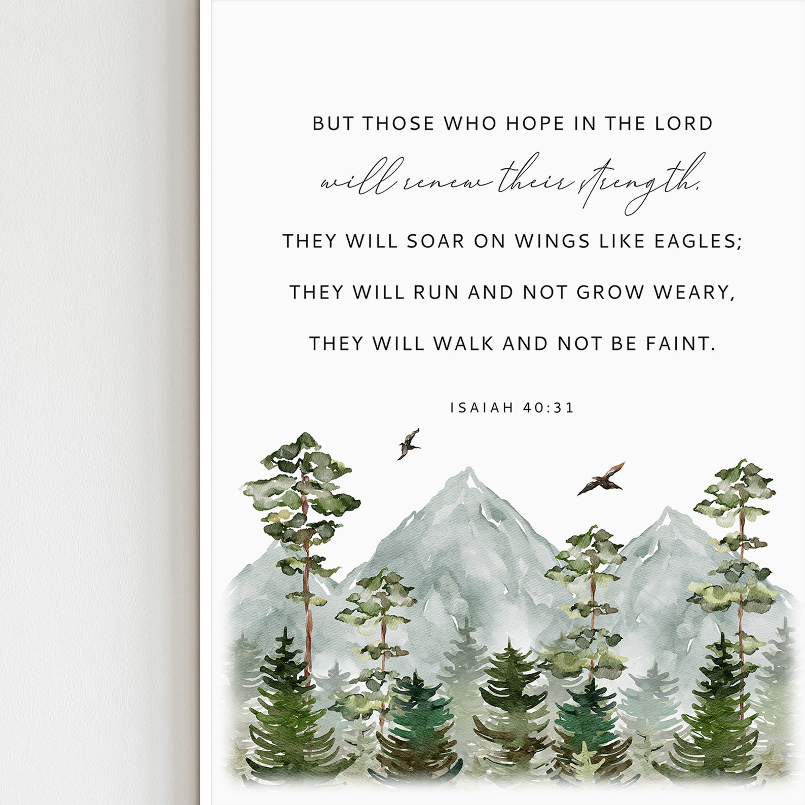 Strength ISAIAH 40:31 Printable Watercolor Mountains Scripture - Etsy