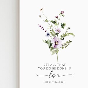 1 Corinthians 16:14 Bible Verse Wall Art Printable Scripture Botanical ...