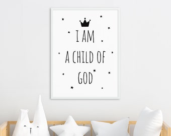 Christian Wall Art. Children's Room Decor. I Am a Child of - Etsy