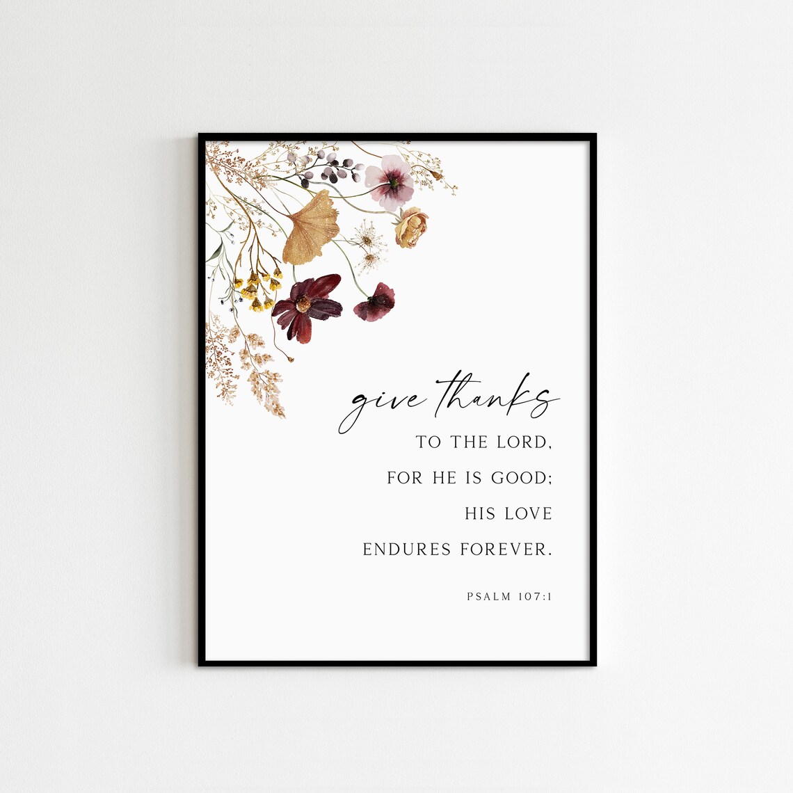 Give Thanks to the Lord Psalm 107:1 Bible Verse Wall Art - Etsy