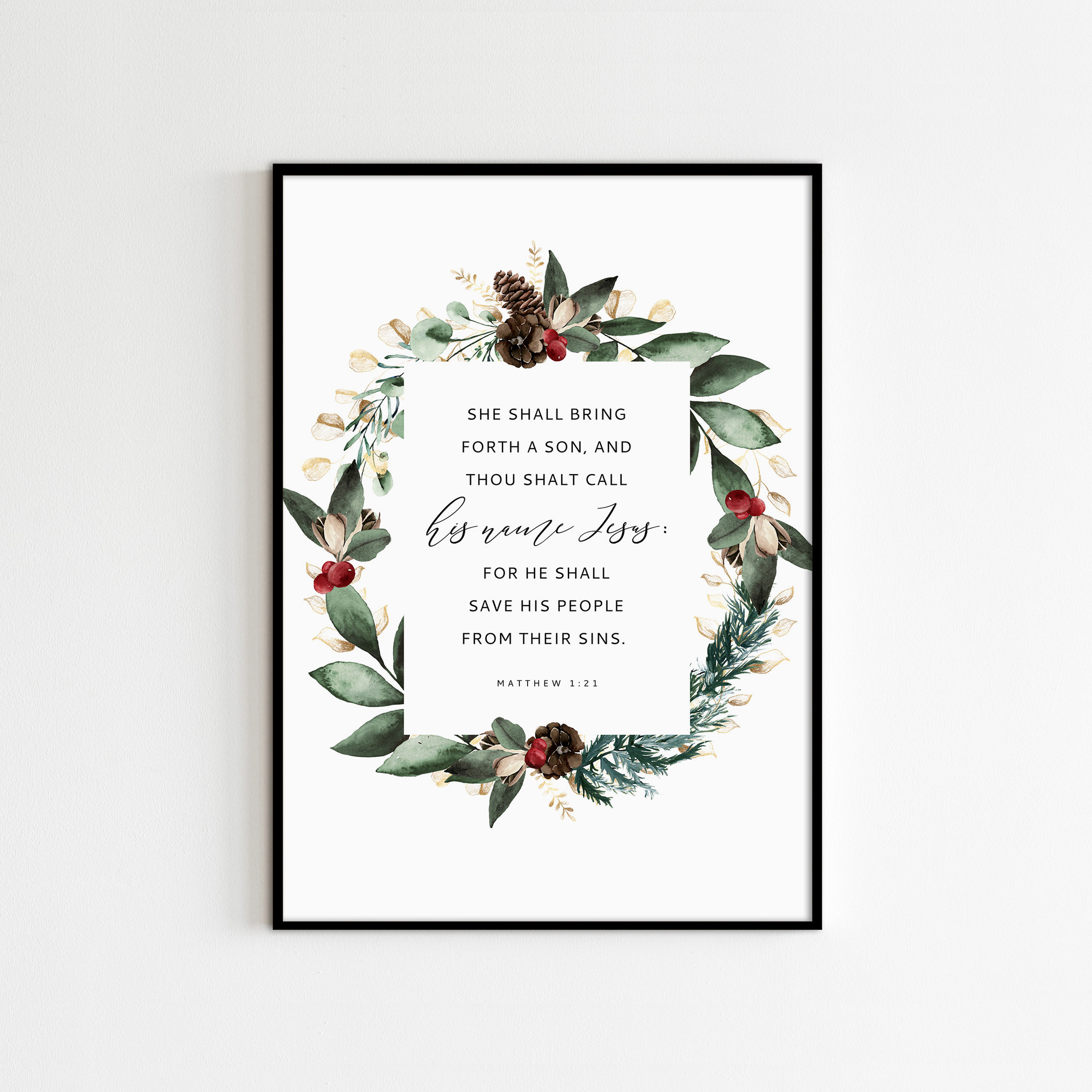 Matthew 1:21 Bible Printable Verse Wall Art Christmas Wall - Etsy