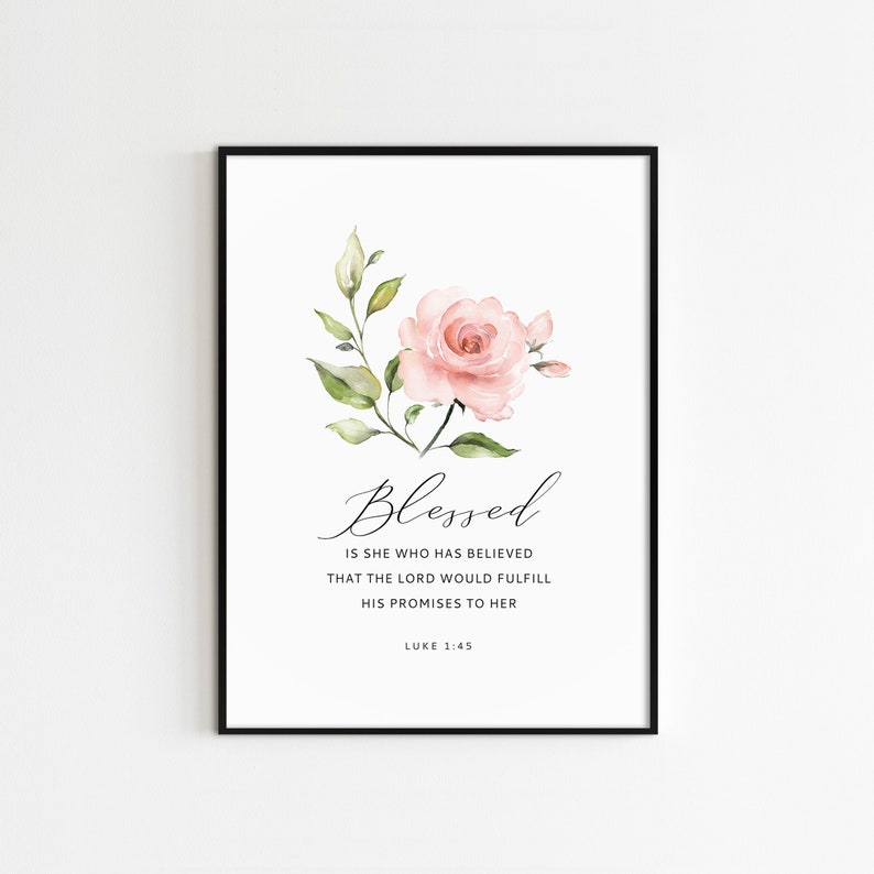 Luke 1:45 Bible Verse Wall Art Printable Scripture | Etsy