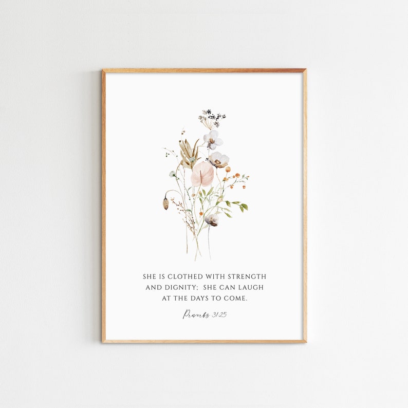 Proverbs 31:25 Bible Verse Wall Art Printable Scripture - Etsy