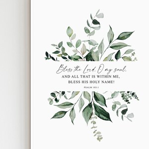 Psalm 103:1 Bless the Lord O My Soul Bible Verse Wall Art Christian ...
