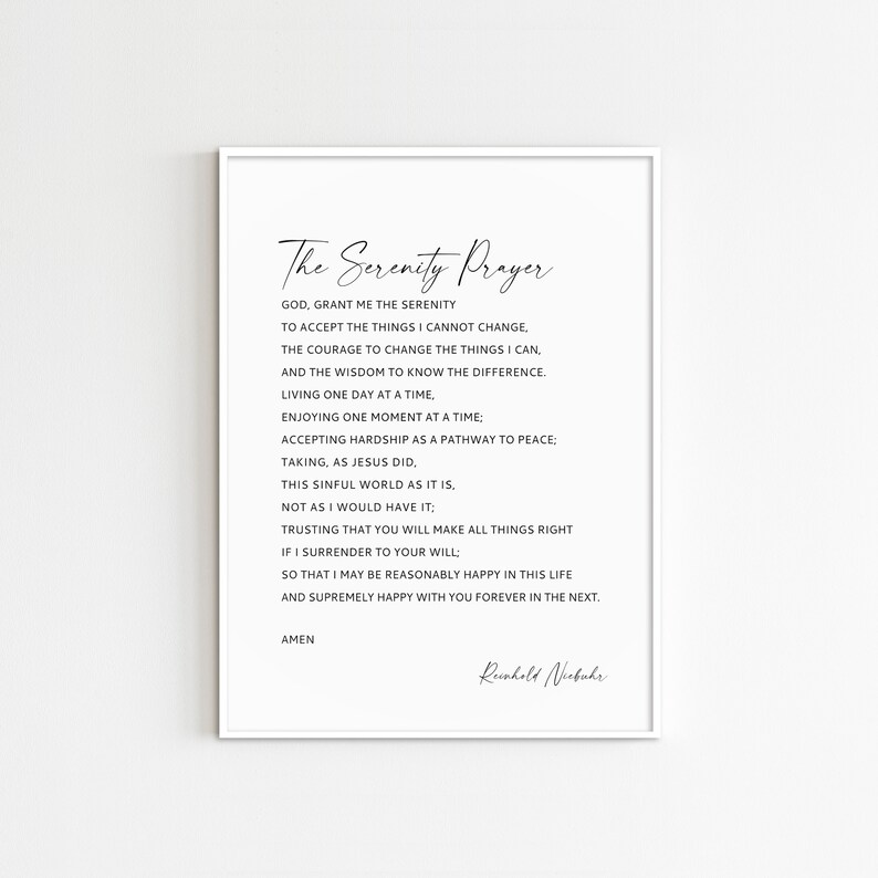The Serenity Prayer Bible Verse Wall Art Christian Scripture Recovery ...