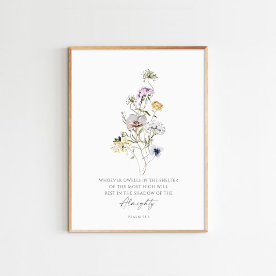 Psalm 91:1 Bible Verse Wall Art Printable Scripture | Etsy