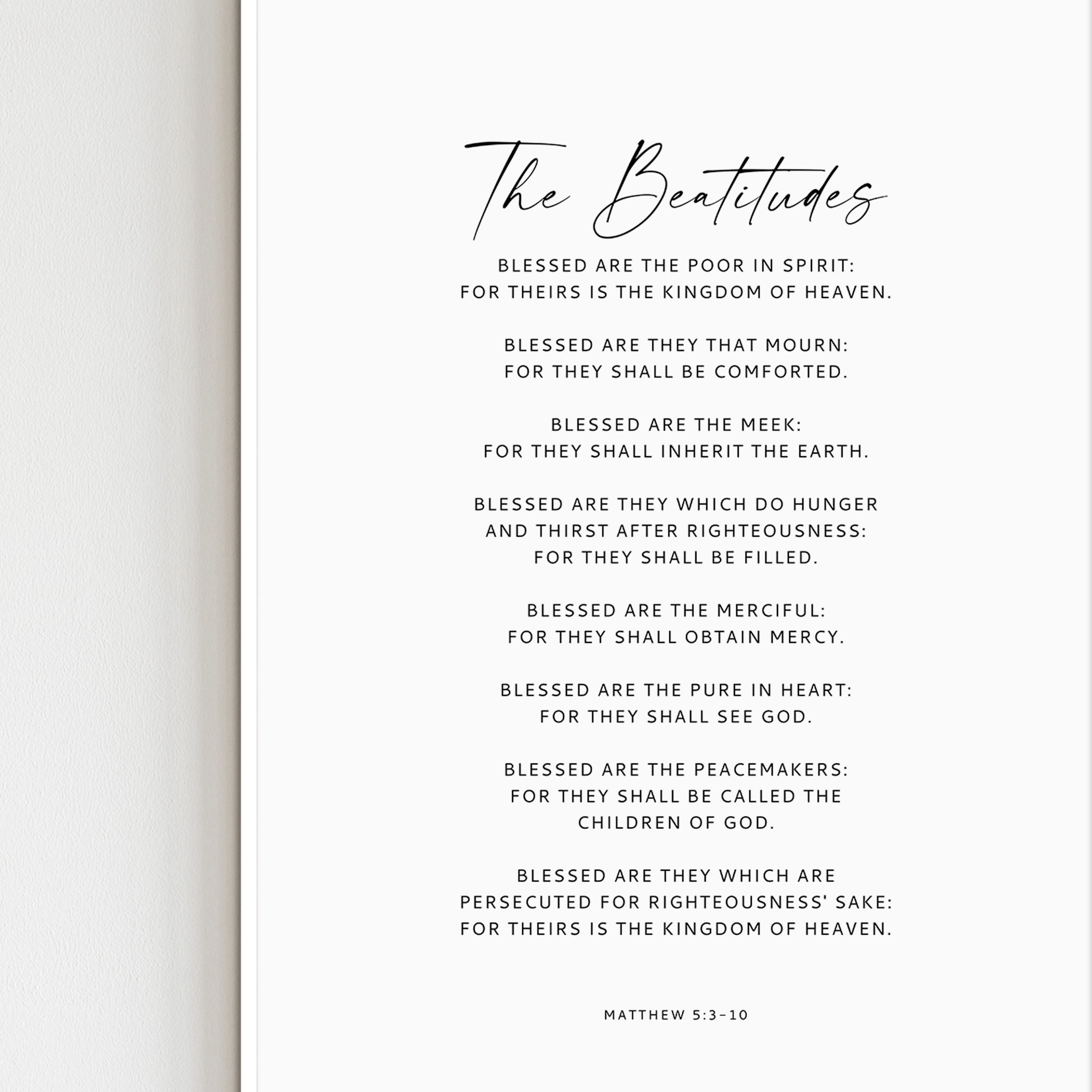 The Beatitudes Print, Matthew 5:3-10, Christian Home (digital Download ...
