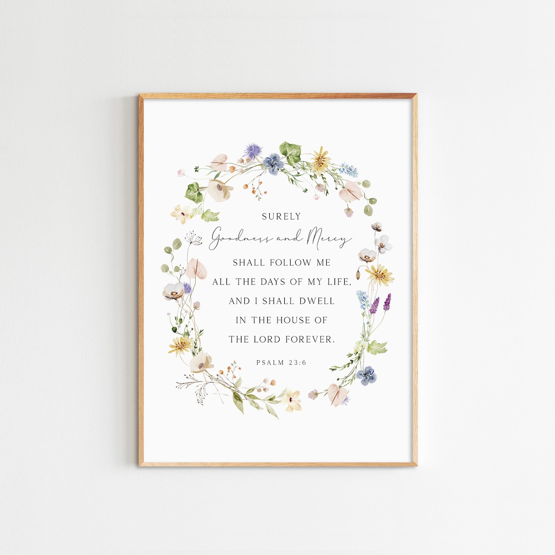 Psalm 23:6 Bible Verse Wildflower Print (digital Download) - Etsy