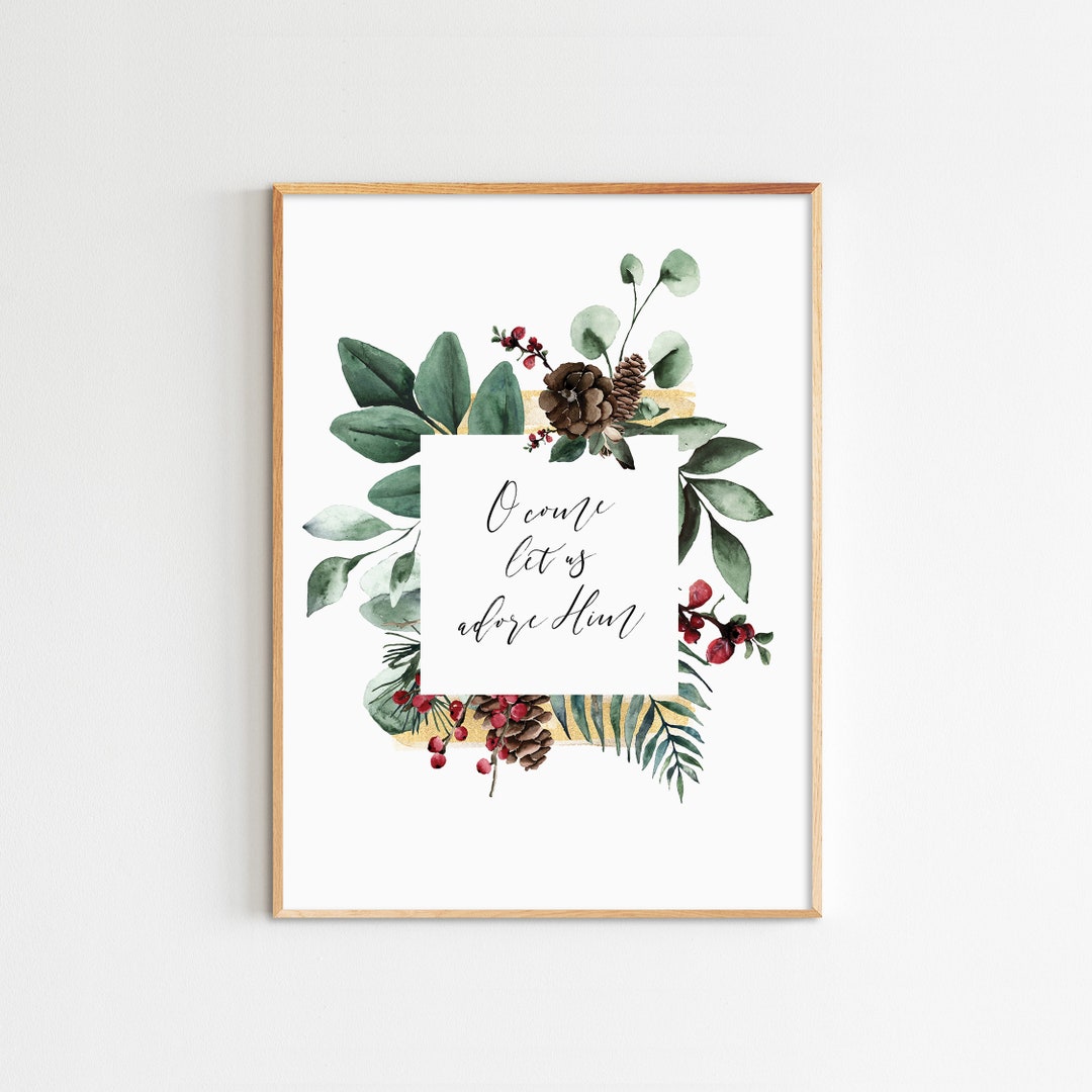 O Come Let Us Adore Him Christmas Printable Decoration Gift Holiday ...