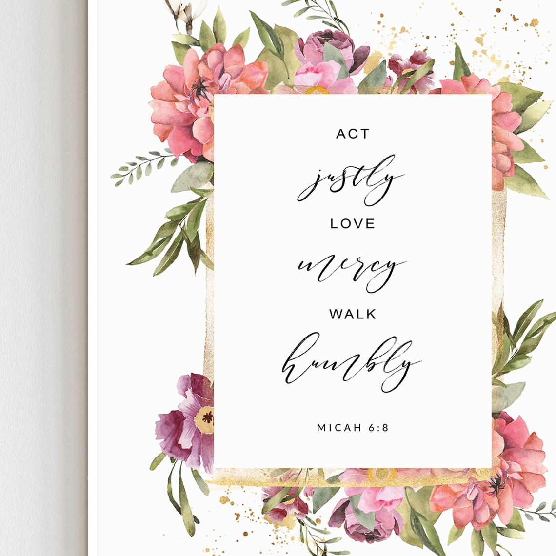 Micah 6:8 Act Justly Love Mercy Walk Humbly Bible Verse Wall - Etsy