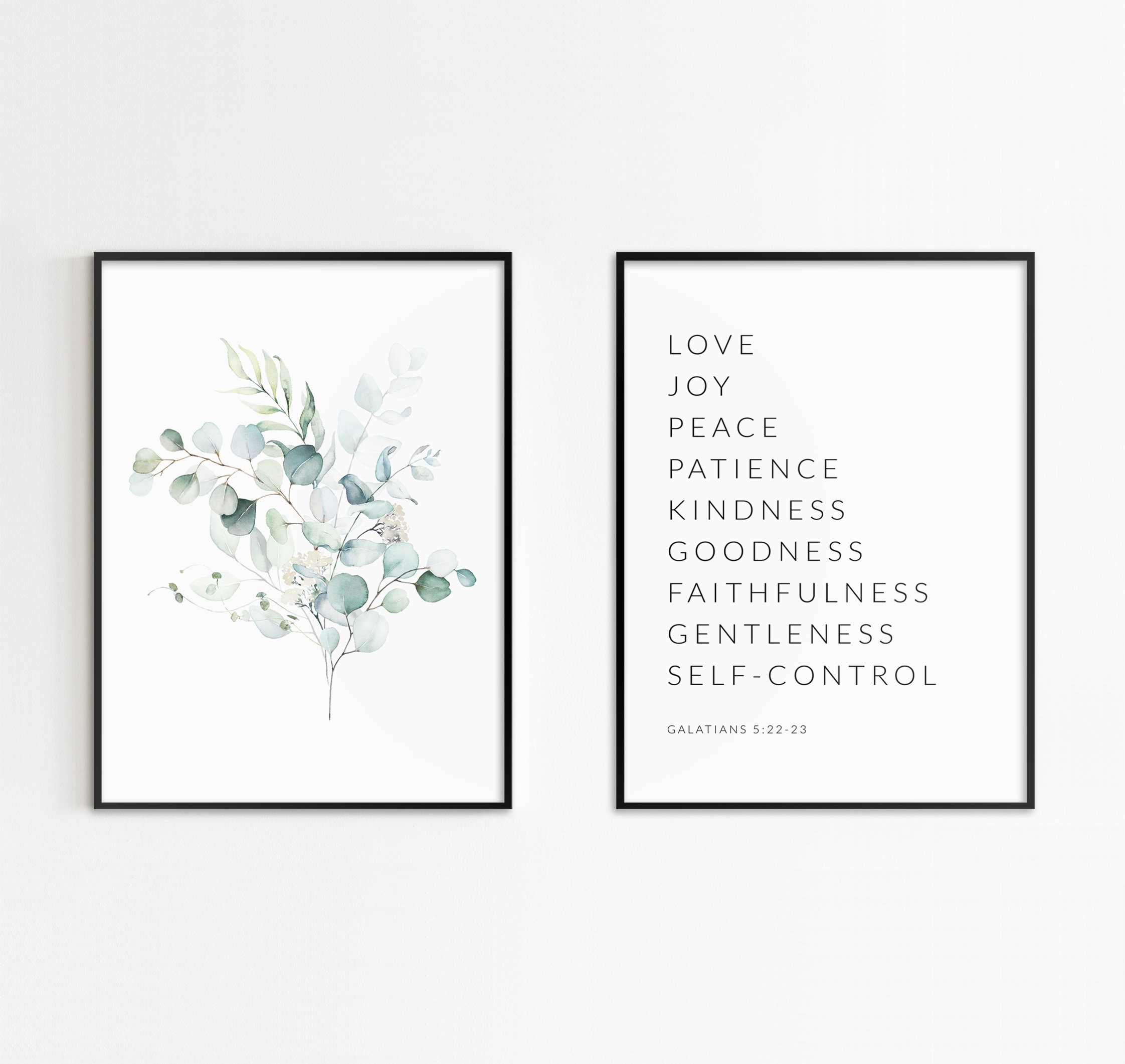 Fruit of the Spirit Watercolor Print Set: Bible Verse Wall Art (digital ...