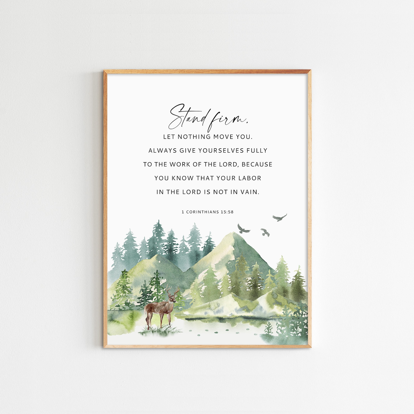 1 Corinthians 15:58 Scripture Art, Watercolor Landscape (digital ...