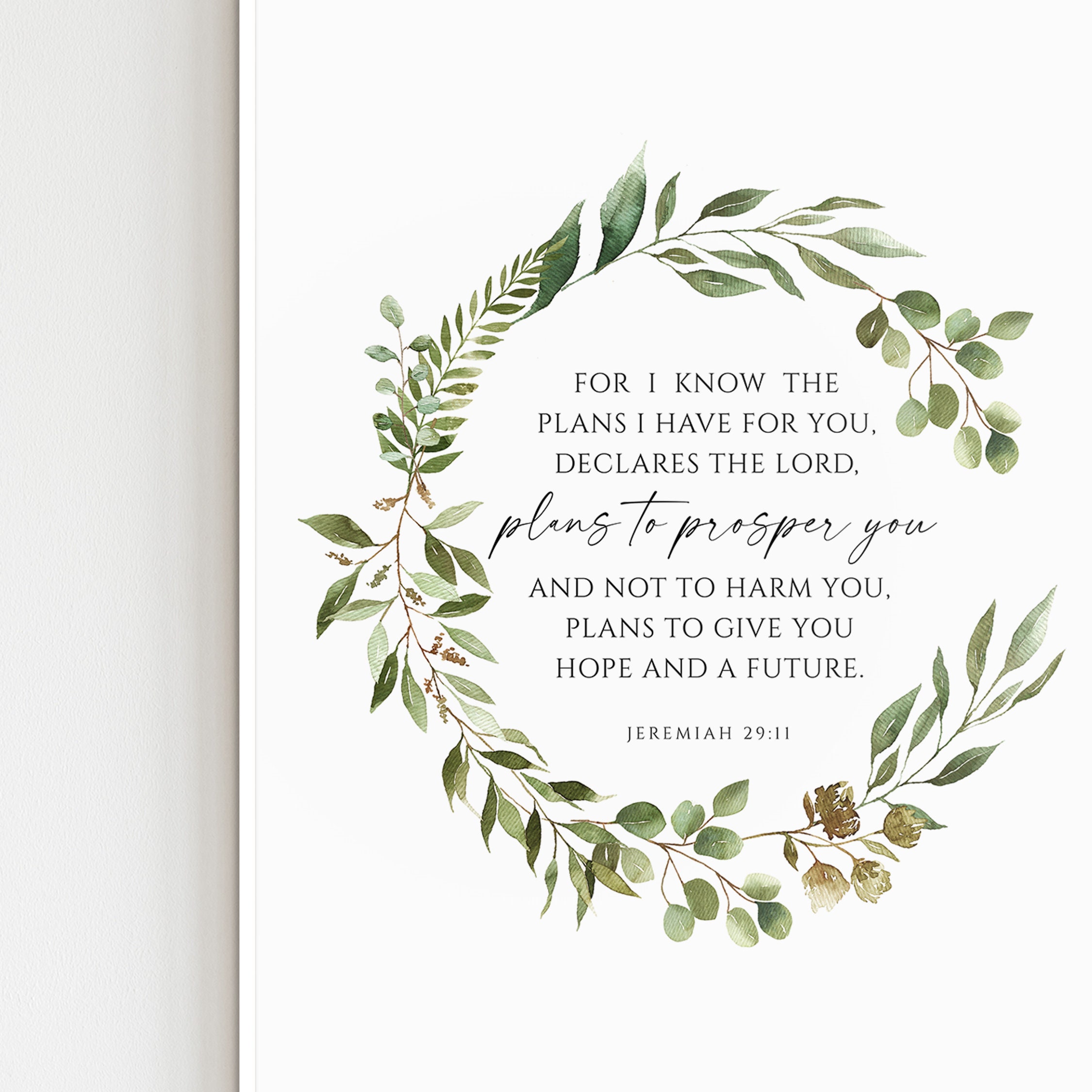 Jeremiah 29:11 Bible Verse Wall Art Botanical Scripture Print - Etsy