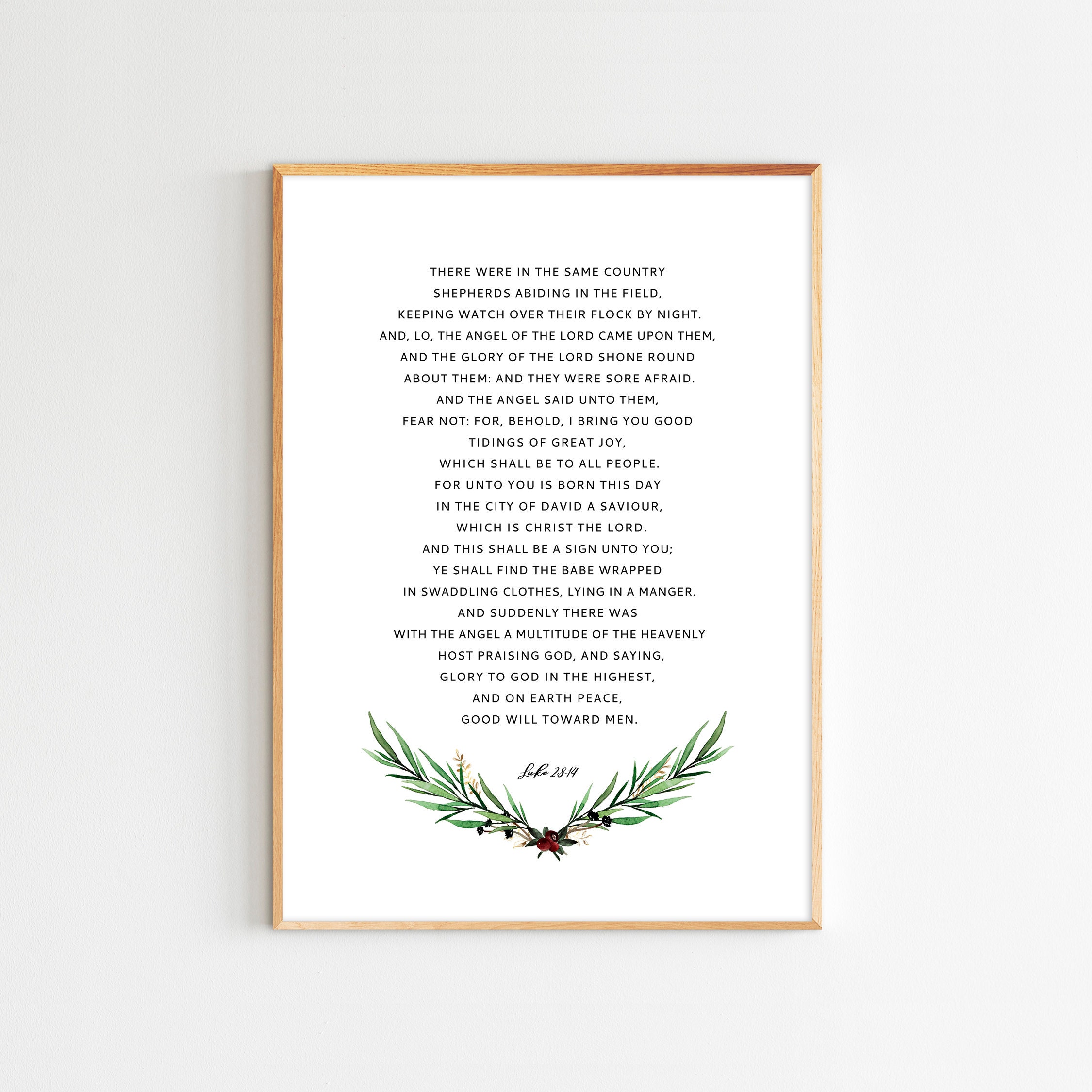 Luke 2:8-14 Glory To God In The Highest And On Earth Peace | Etsy