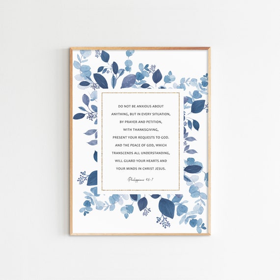 Philippians 4:6-7 Do Not Be Anxious Bible Verse Wall Art | Etsy