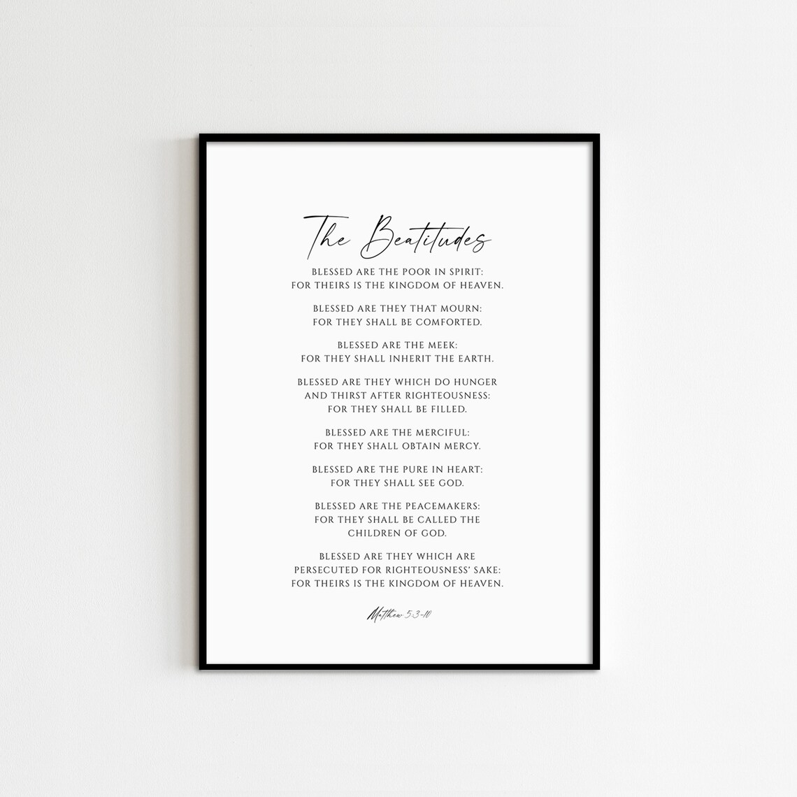 The Beatitudes Matthew 5:3-10 Bible Verse Wall Art Printable - Etsy