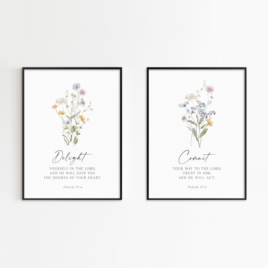 Delight Yourself in the Lord, Psalm 37:4-5, Bible Verse Wall Art ...