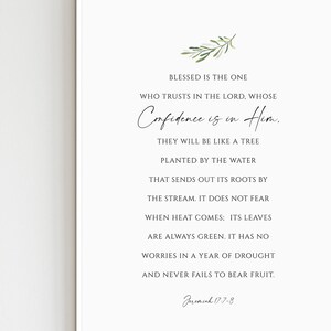 Jeremiah 17:7-8, Blessed is the One Who Trusts, Bible Verse Wall Art ...