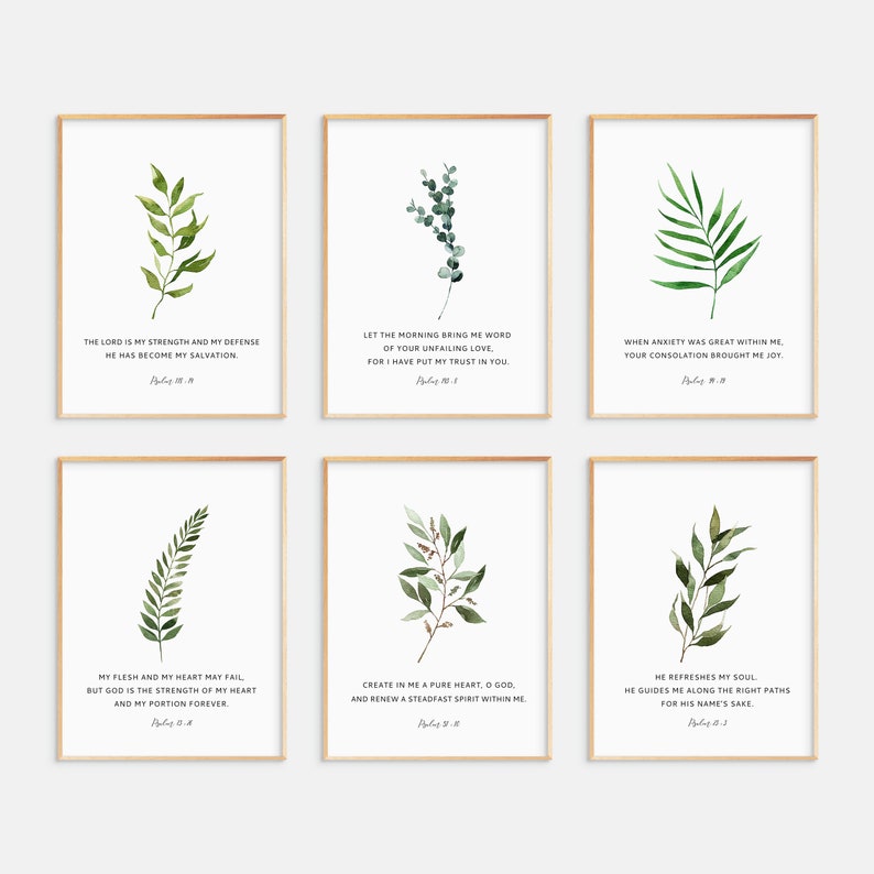 Set of 6 Psalms Bible Verse Wall Art Printable Scripture | Etsy