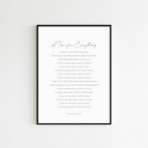 A Time for Everything, Ecclesiastes 3:1-8, Bible Verse Christian Wall ...