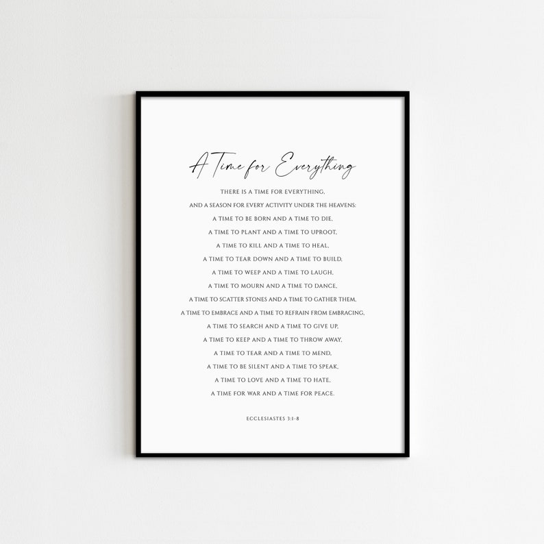 A Time for Everything Ecclesiastes 3:1-8 Bible Verse | Etsy