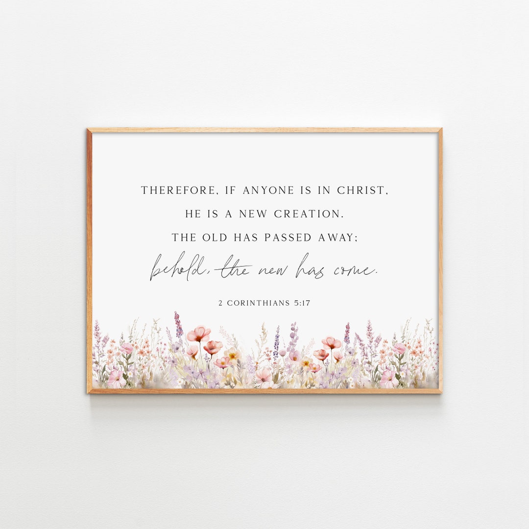 2 Corinthians 5:17, Printable Wall Art, Bible Verse Print, Watercolor ...