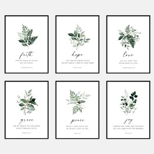 Faith Hope Love Grace Peace Joy, Bible Verse Print Living Room Wall ...