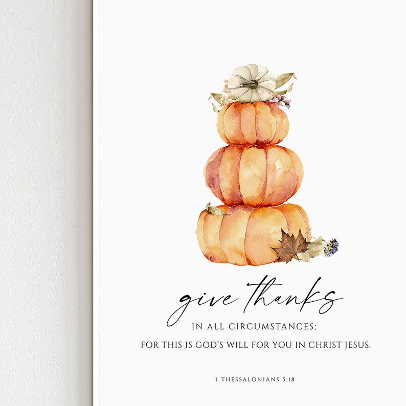 Give Thanks 1 Thessalonians 5:18 Bible Verse Wall Art - Etsy
