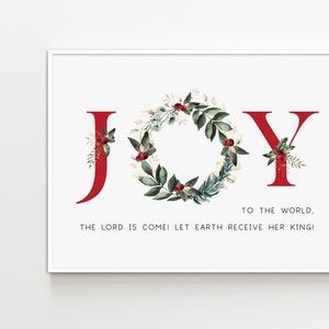 Joy to the World, Christmas Printable Wall Art, Watercolor Christmas ...