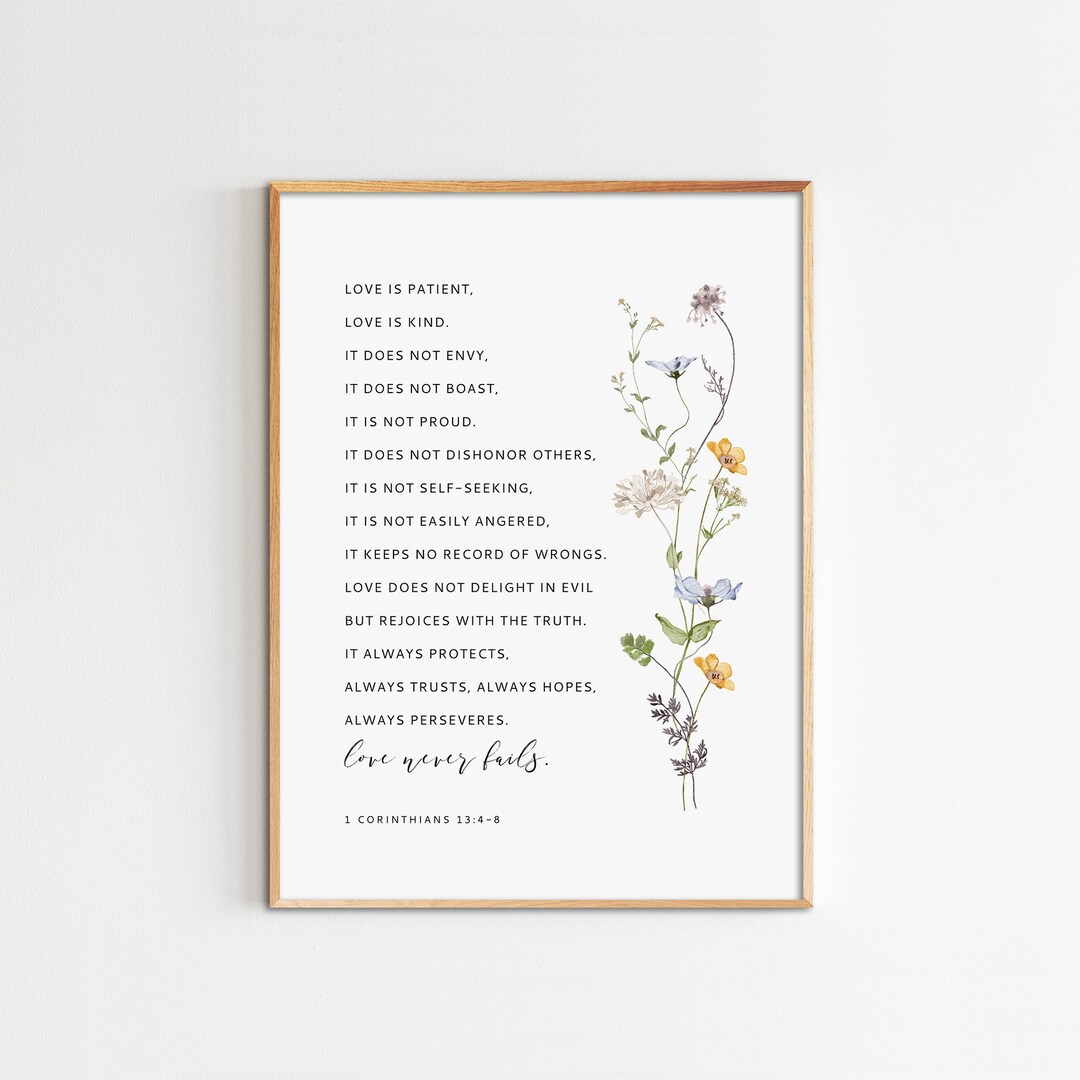 1 Corinthians 13:4-8, Love is Patient Love is Kind Love Never Fails ...