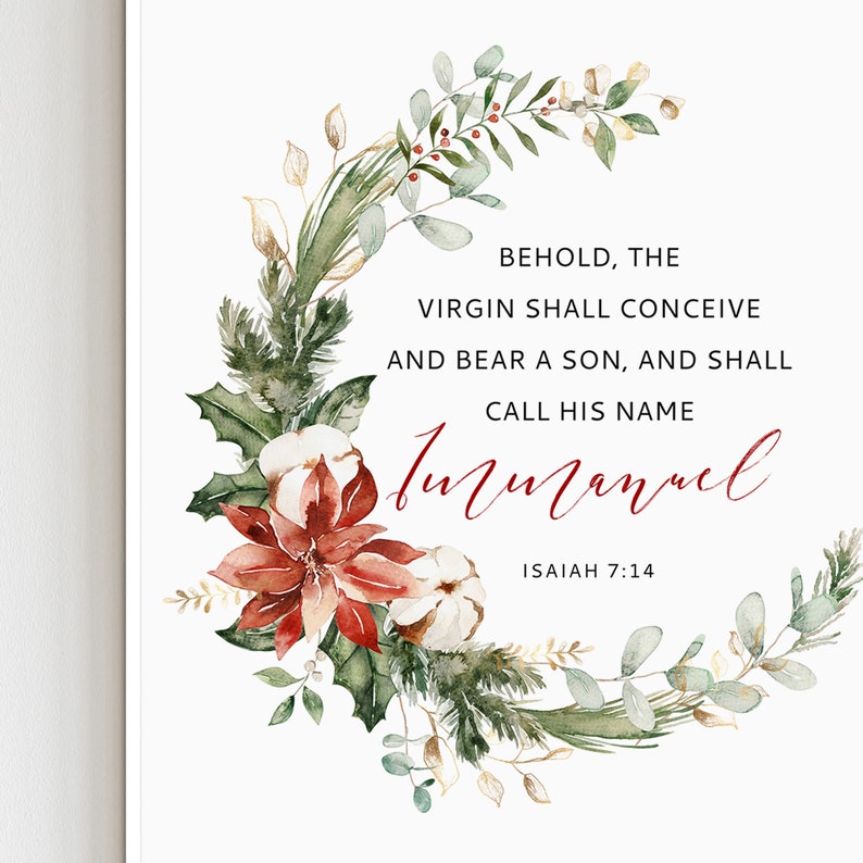Isaiah 7:14 Christmas Bible Verse Print, Holiday Wall Art (digital ...