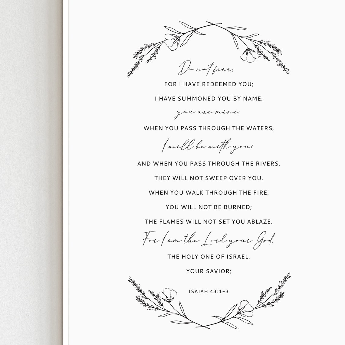 Isaiah 43:1-3 Bible Verse Wall Art Printable Scripture - Etsy