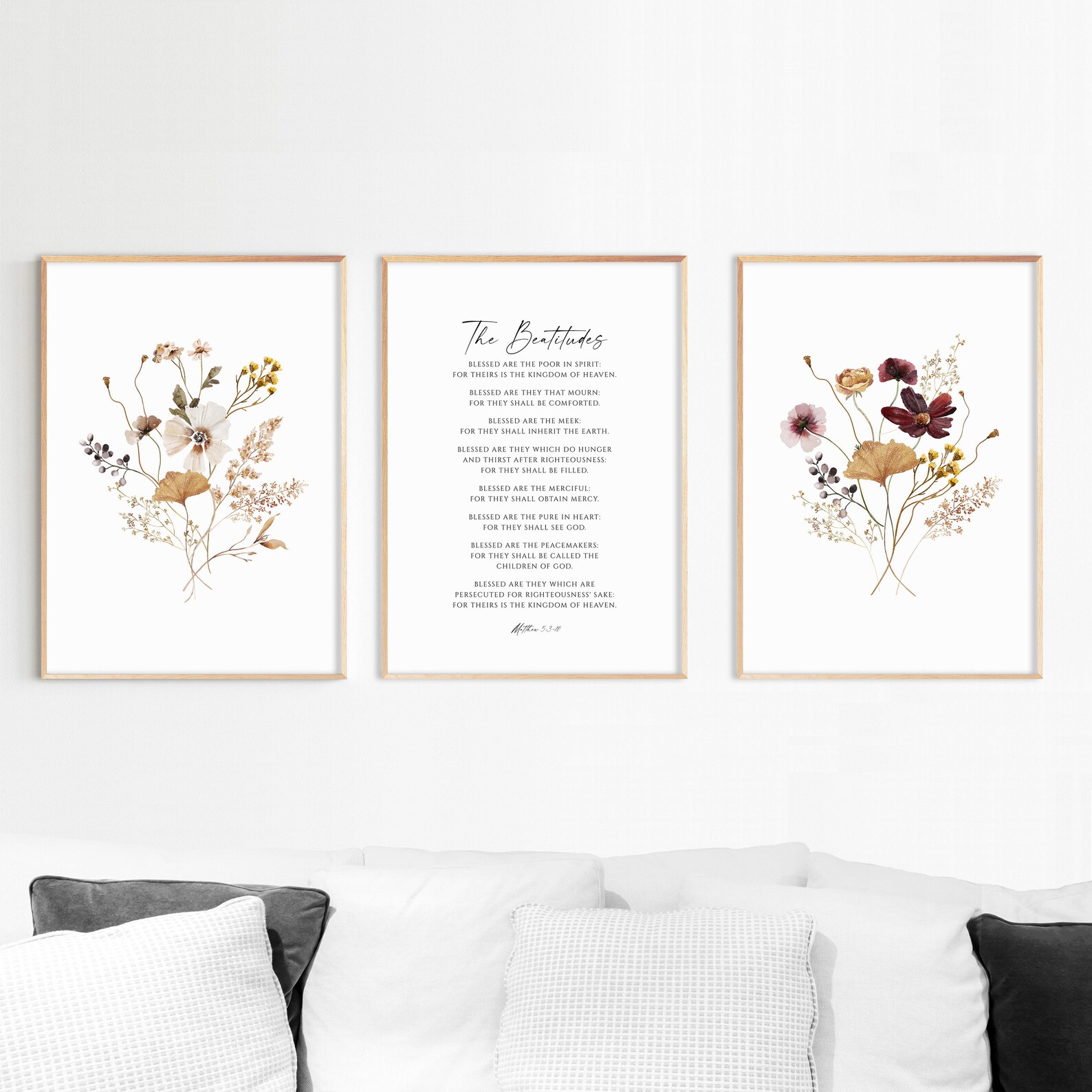 The Beatitudes Matthew 5:3-10 Bible Verse Wall Art Printable - Etsy