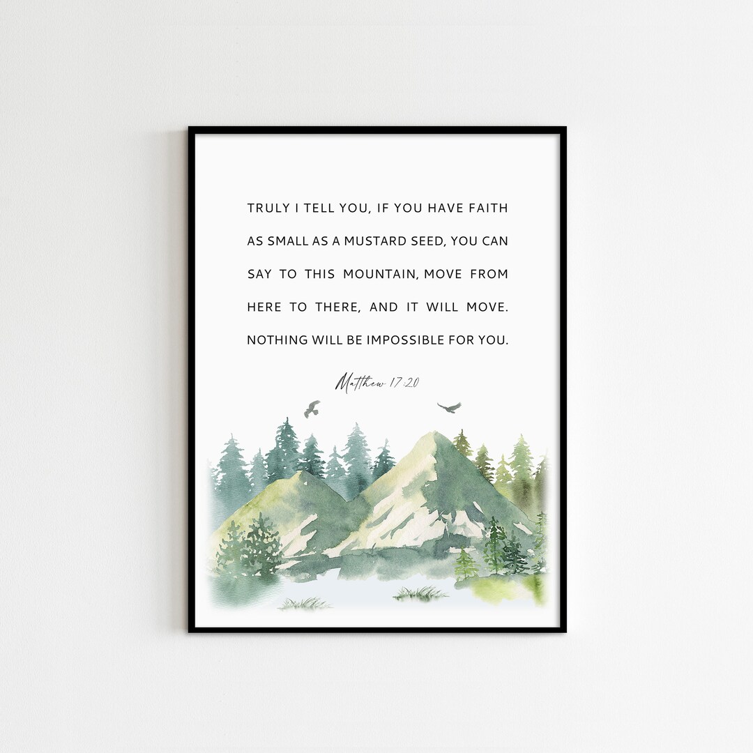 Matthew 17:20 Bible Verse Wall Art Christian Home Decor Printable ...