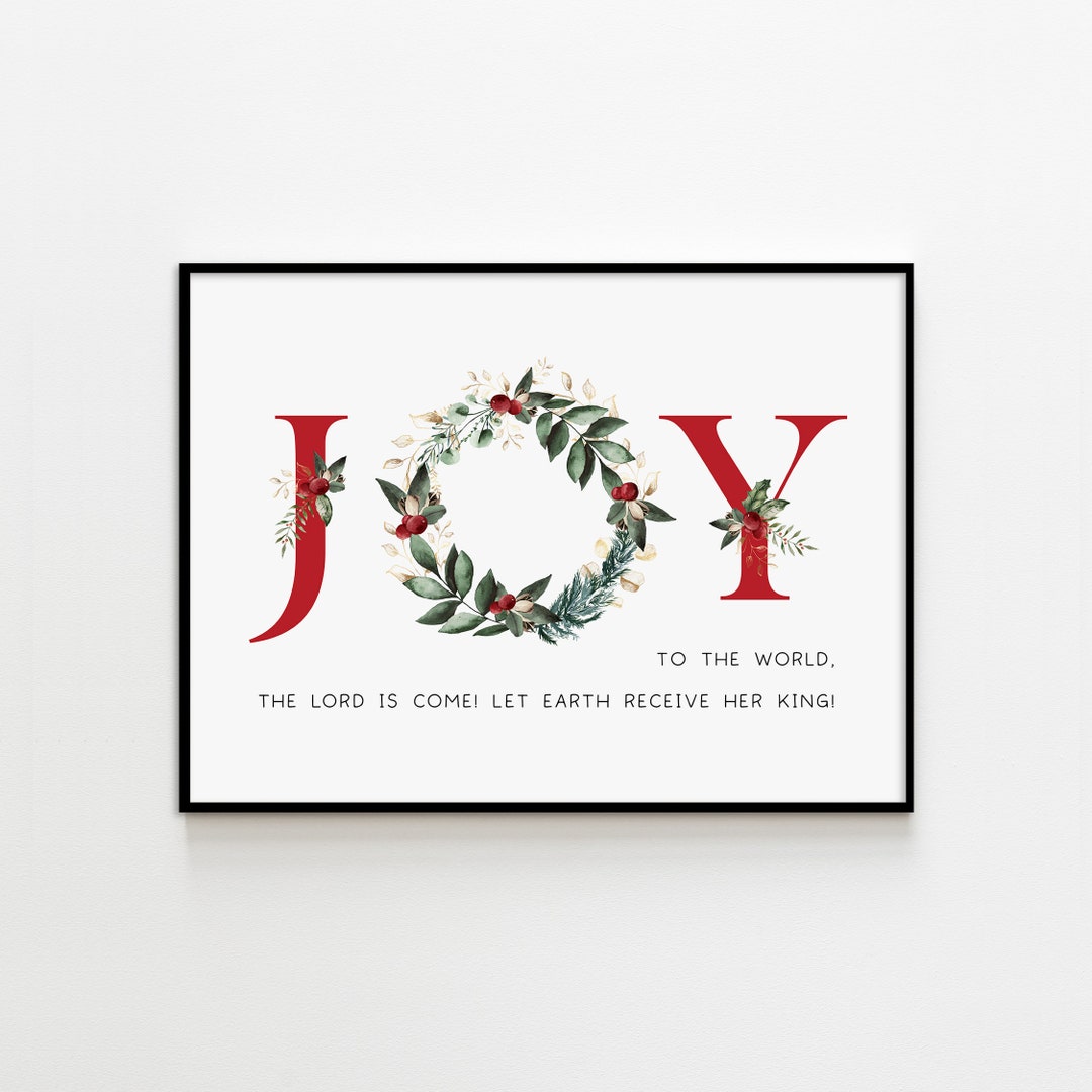 Joy to the World, Christmas Printable Wall Art, Watercolor Christmas ...