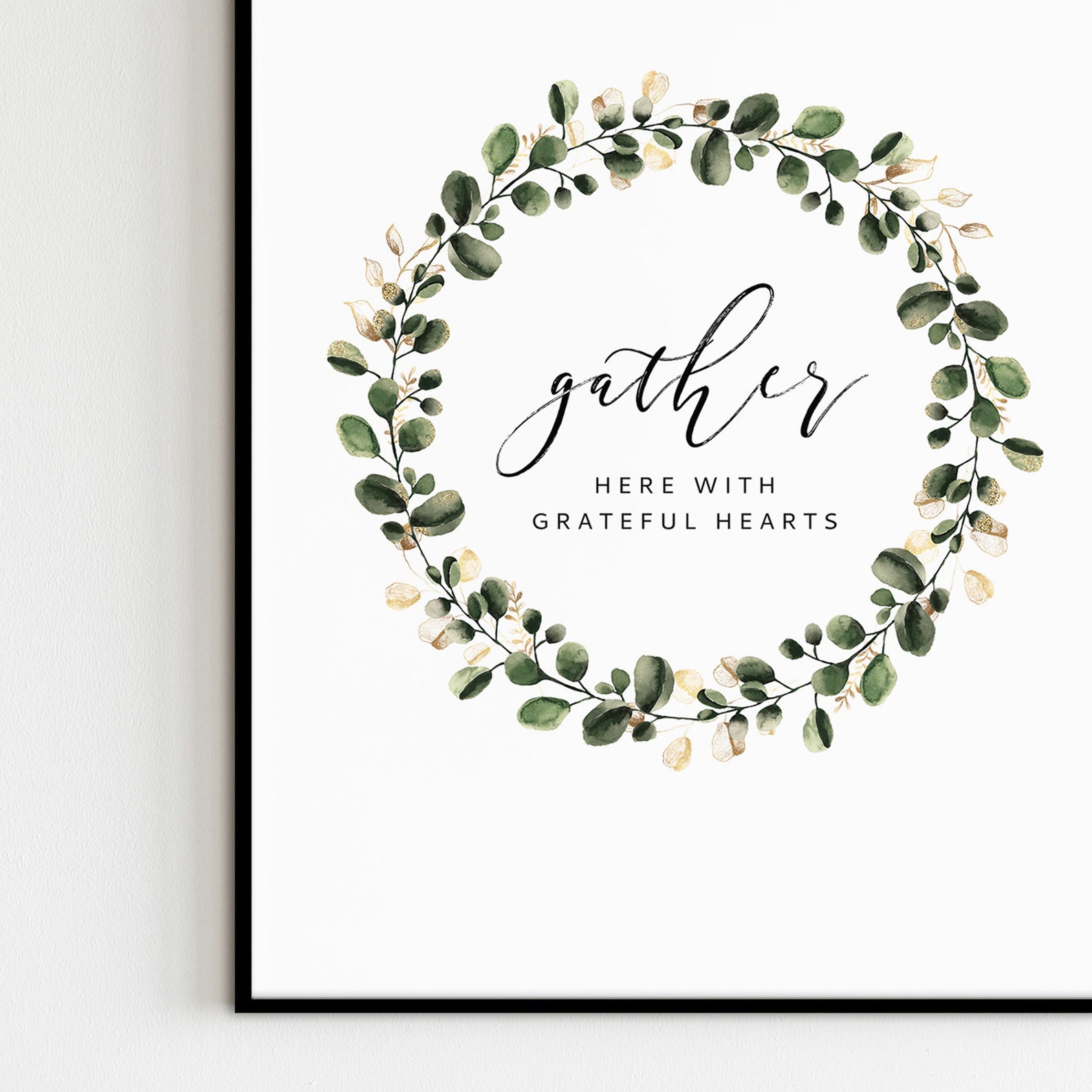 Gather Here With Grateful Hearts Printable Art Thanksgiving - Etsy