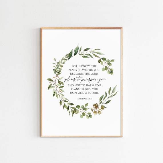Jeremiah 29:11 Bible Verse Wall Art Botanical Scripture Print | Etsy