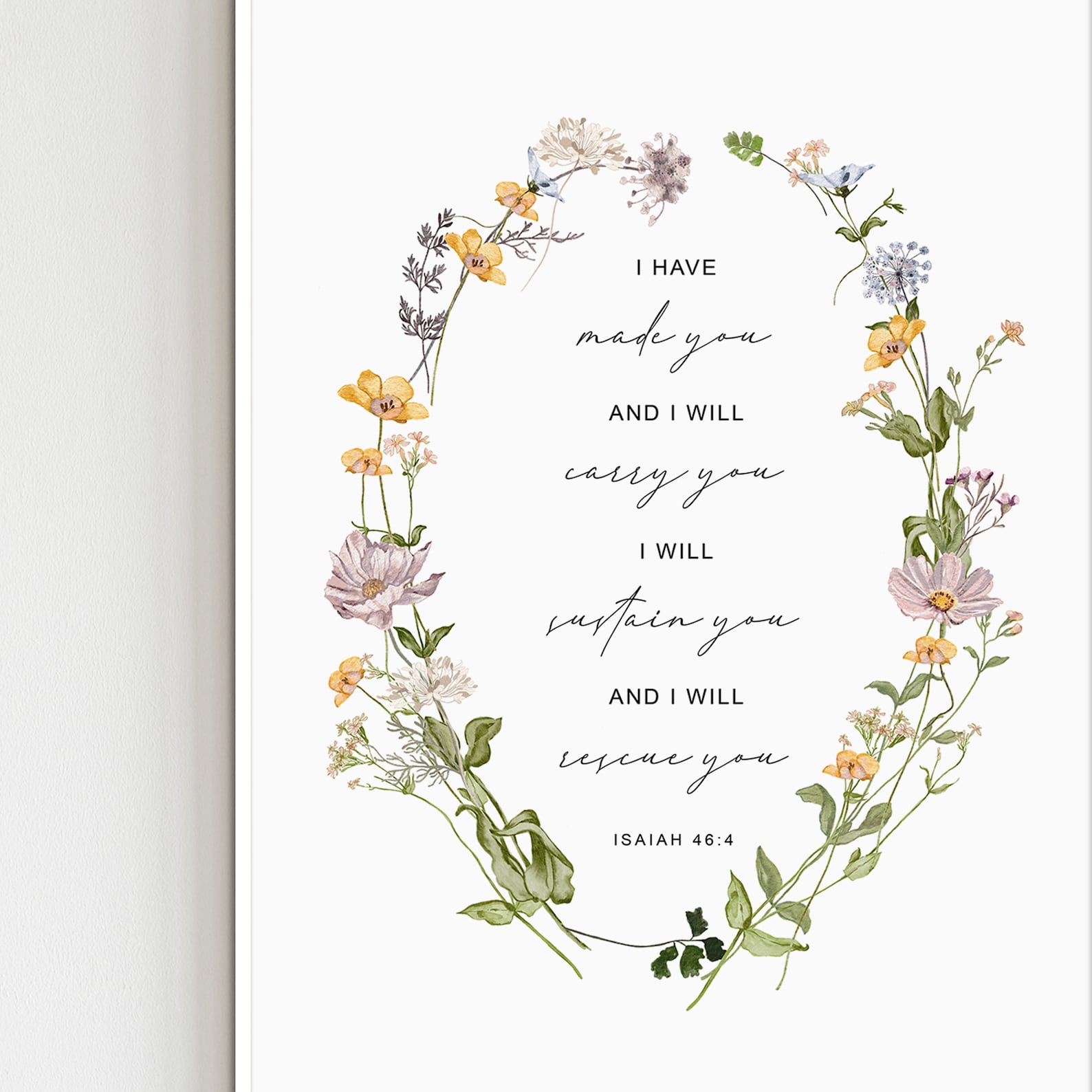 Isaiah 46:4 Bible Verse Wall Art Printable Scripture Christian Home ...