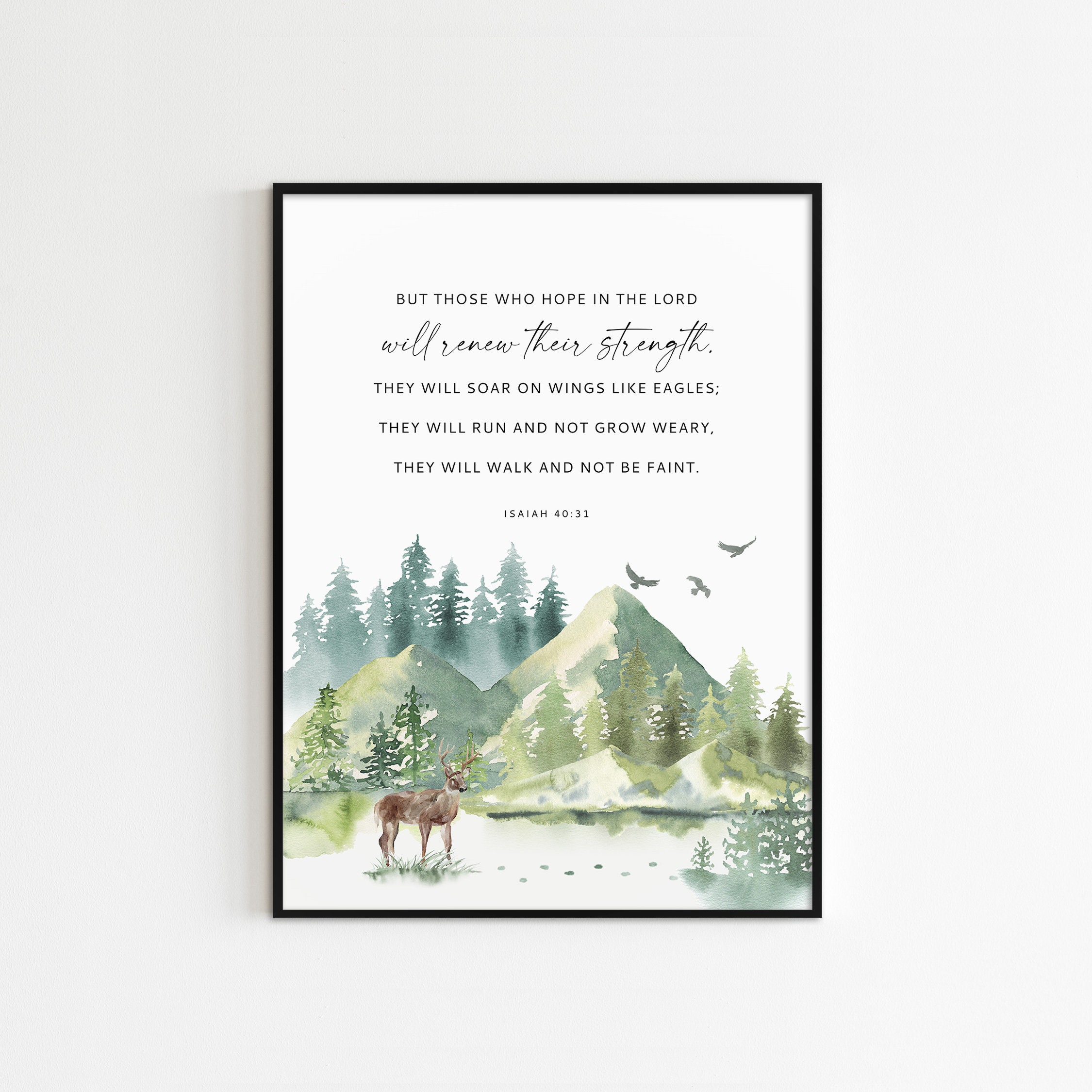 Strength ISAIAH 40:31 Printable Watercolor Mountains Scripture - Etsy