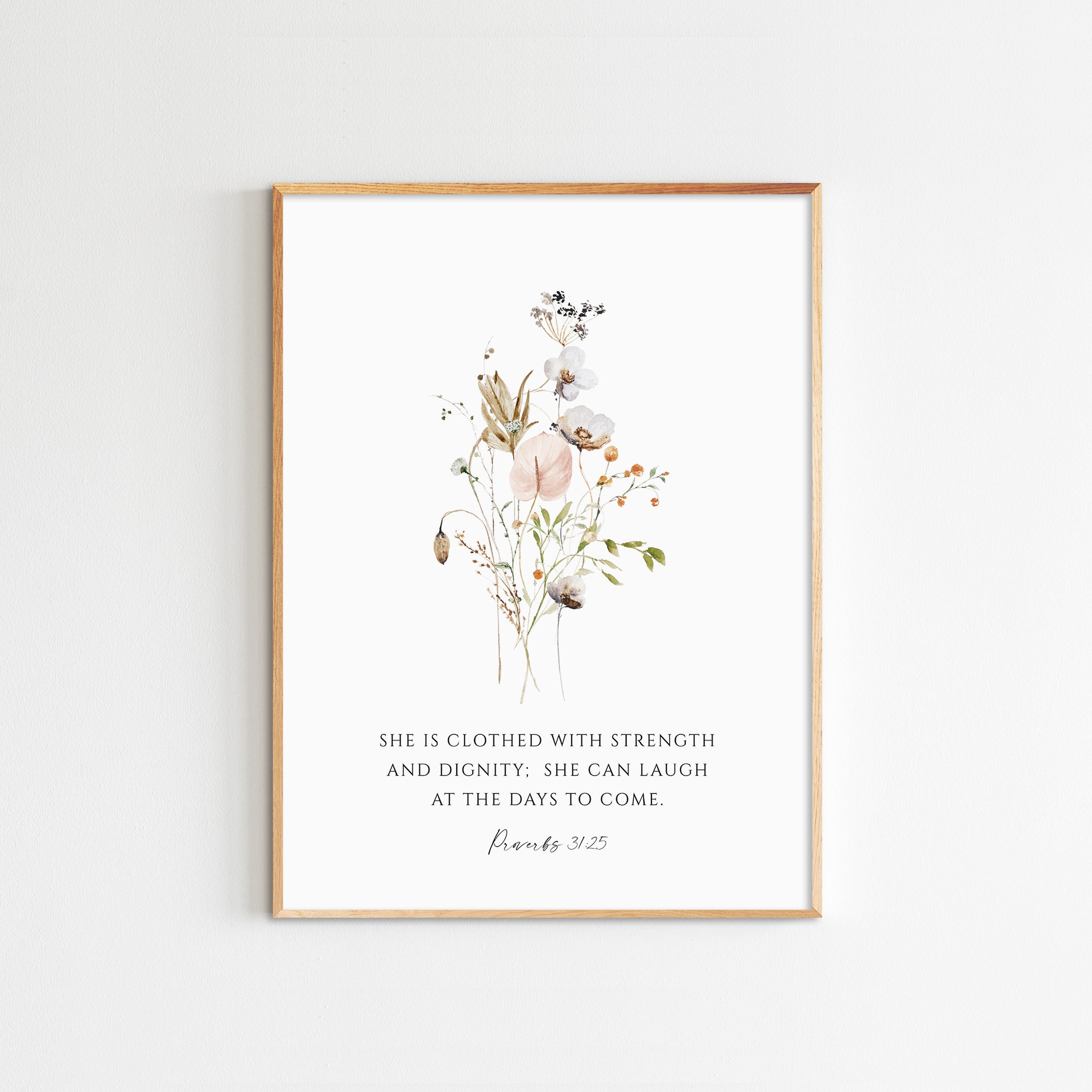 Proverbs 31:25-26 Bible Verse Wall Art Printable Scripture - Etsy