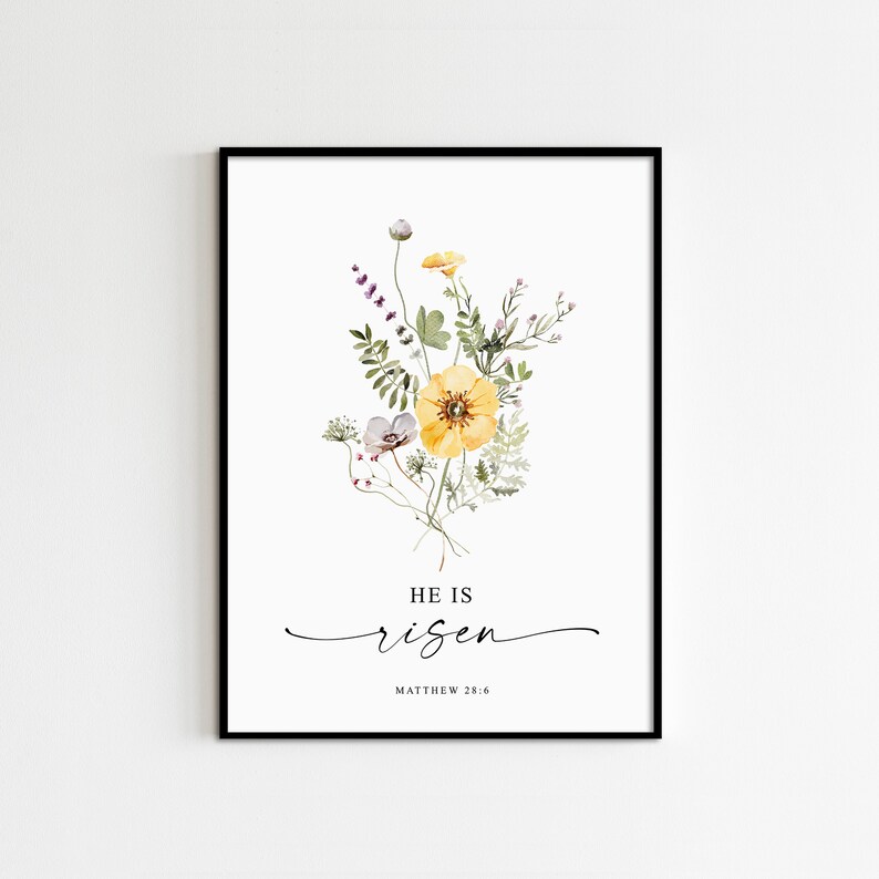 He is Risen Floral Print, Easter Bible Verse (digital Download) - Etsy