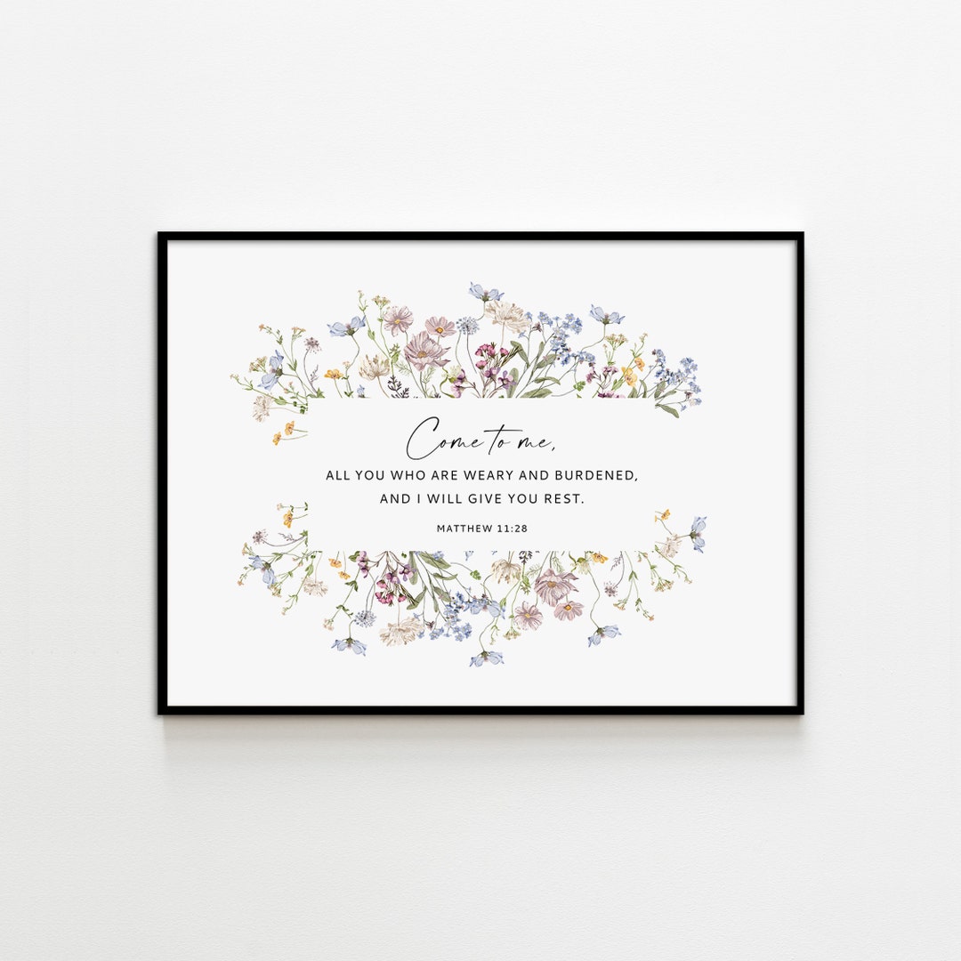 Matthew 11:28 Come to Me, Bible Verse Wall Art, Printable Watercolor ...