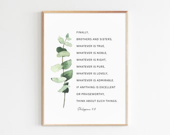 Philippians 4:8 Whatever is True Colorful Wall Art Scripture Art Bible ...