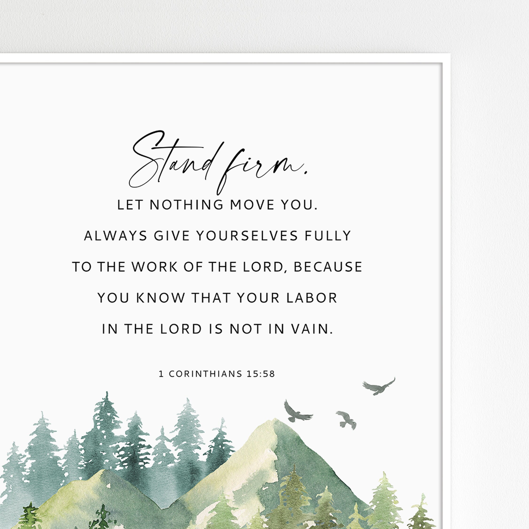 1 Corinthians 15:58 Scripture Art, Watercolor Landscape (digital ...