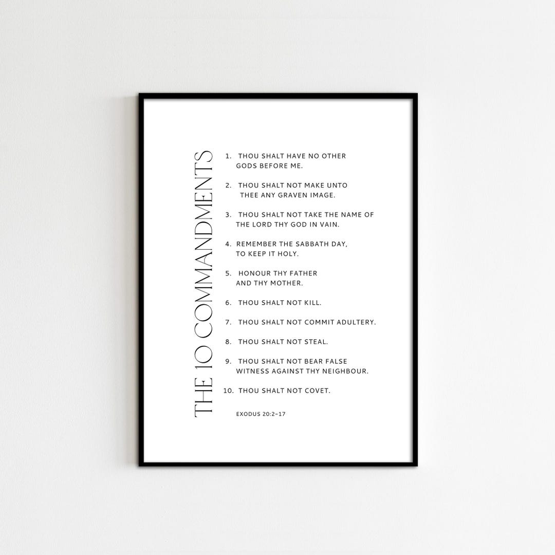 The 10 Commandments Print: Bible Verse Wall Art, Maximum Size 24x36 ...