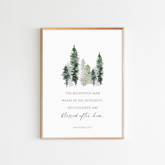 Proverbs 20:7 Father's Day Bible Verse Printable Wall Art - Etsy